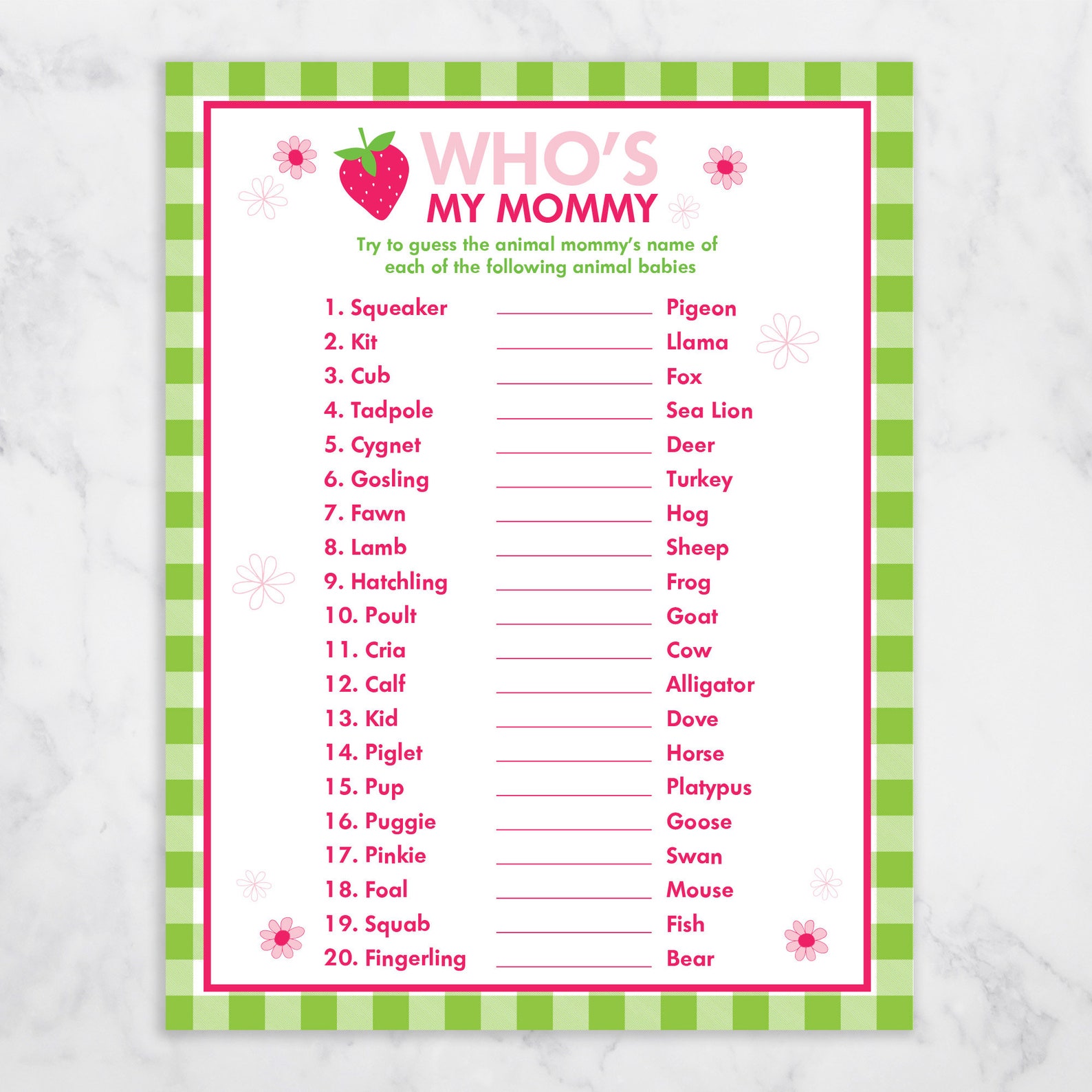 Strawberry Shortcake 8.5x11 Who's My Mommy Game - Etsy