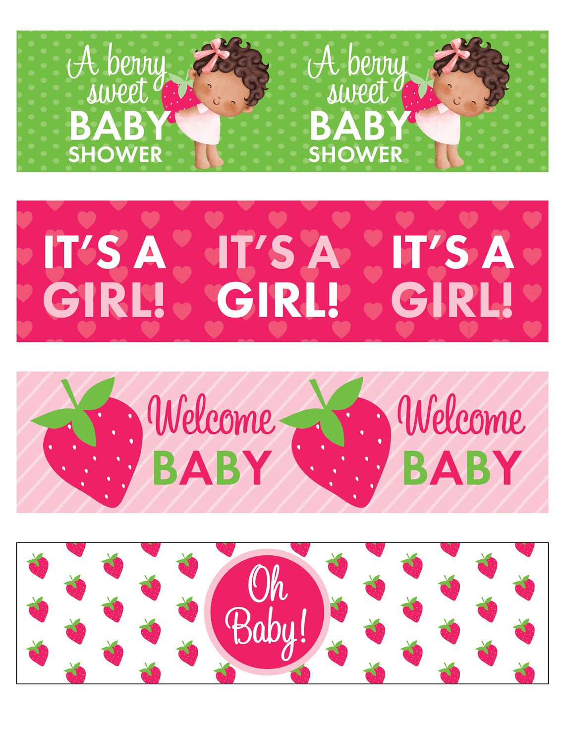 Strawberry Shortcake Invitation, Baby Shower, Baby Sprinkle, Bottle ...