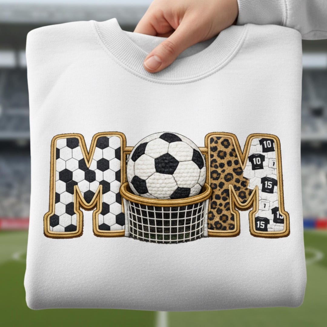 Soccer Mom PNG, MOM Football Embroidery Patchwork Design, Checkerboard ...