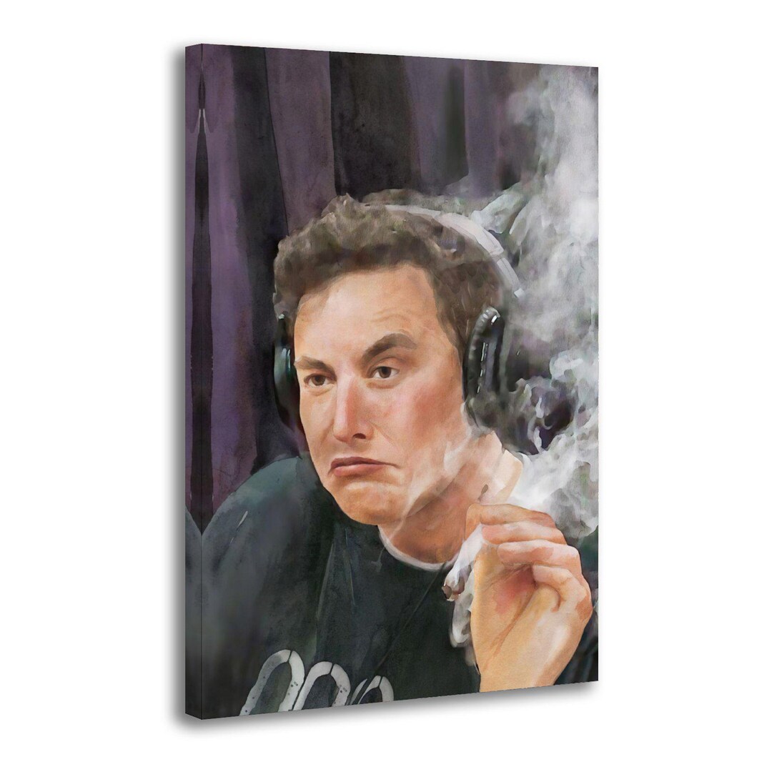 Elon Musk Smoking Blunt Painting on Canvas Wall Art Poster Picture ...
