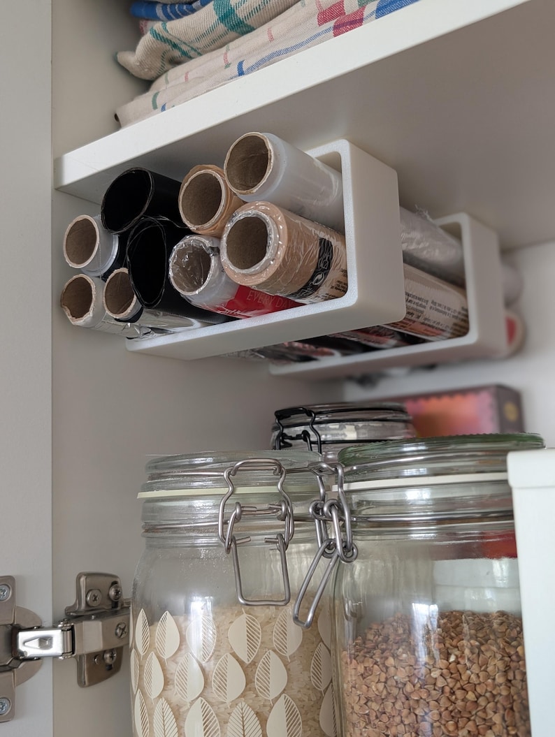 Under Shelf Kitchen Organizer Set of 2, Wrap Holder for Foil Parchment ...