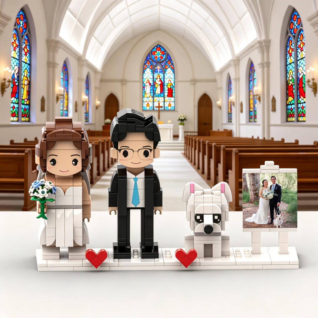 Custom LEGO Wedding Brick Figures Set – Personalized Bride & Groom Mini ...