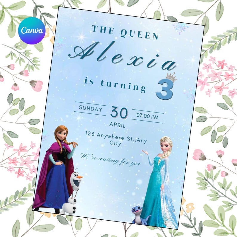 Frozen Inspired 3rd Birthday Invitation Frozen Editable Invite Snow ...