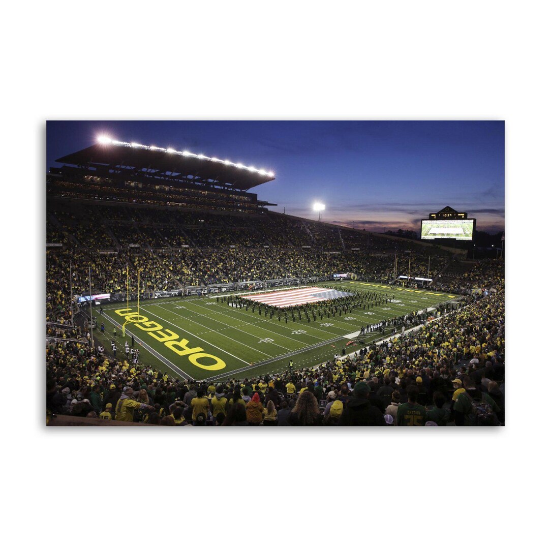 Autzen Oregon Football Stadium Painting on Canvas Wall Art Poster ...