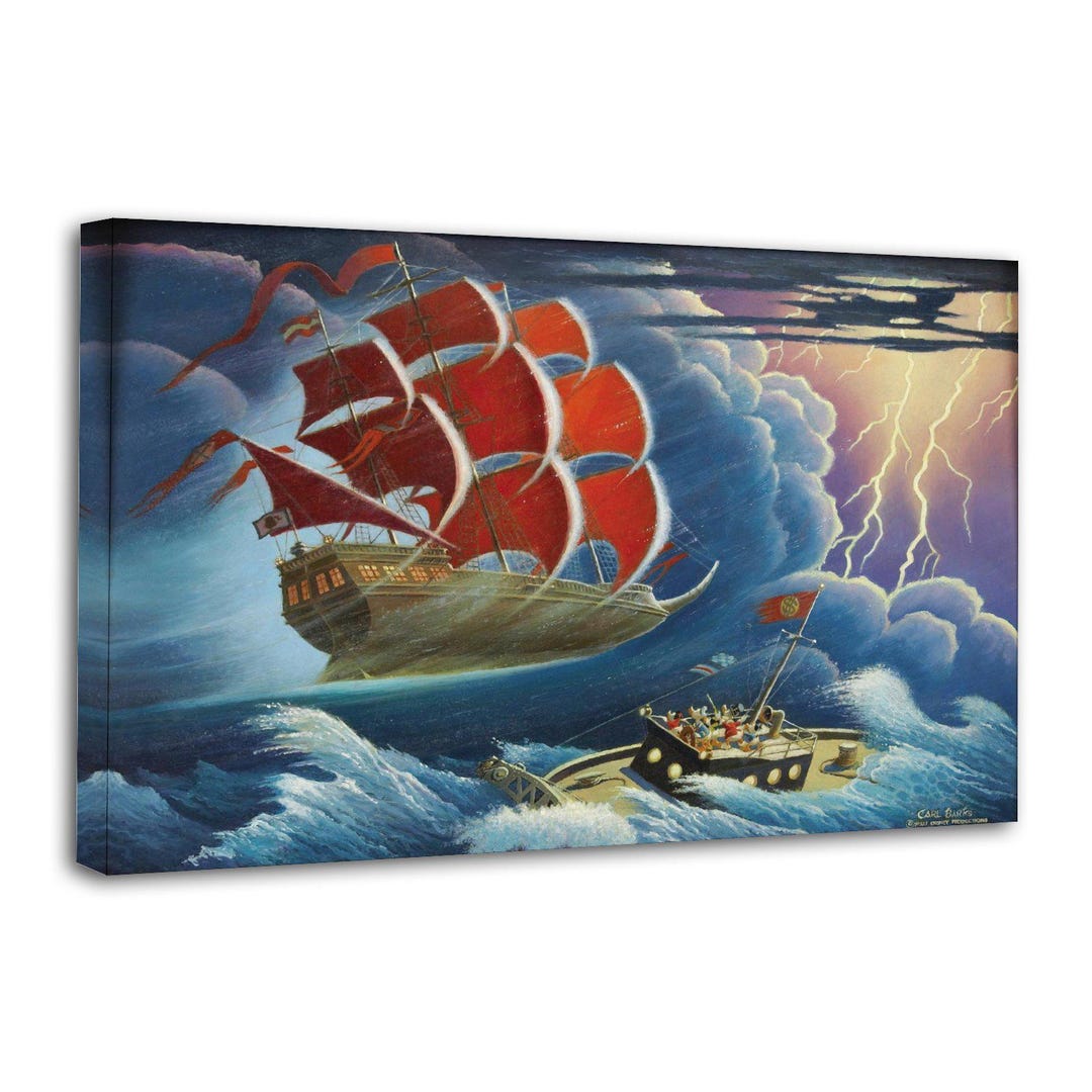Duck Family Stormy Sky Ship Adventure Mcduck Fantasy Sailboat Canvas ...