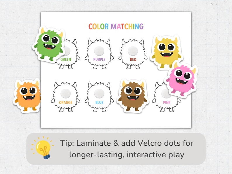 Monster Color Matching Activity for Kids – Printable Learning Resource ...