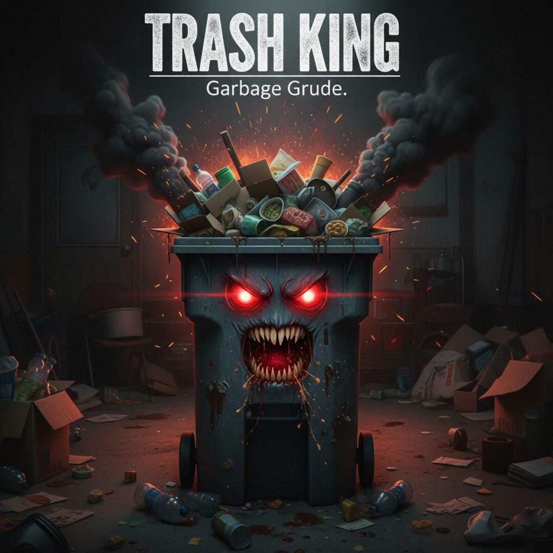 Funny Trash Can Wall Art, Garbage Meltdown Poster, Trash King Garbage ...