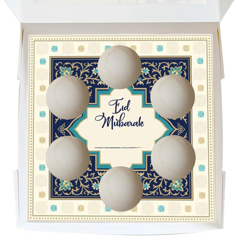 Eid Adha Mubarak Geometric Cupcake Insert, Islamic Celebration Gift Box ...