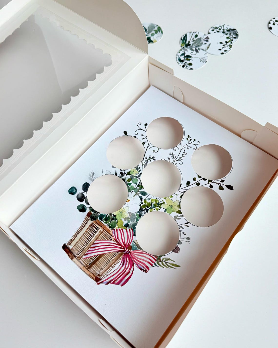 Basket Ribbon Cupcake Box Insert Design for Standard Cupcakes ...