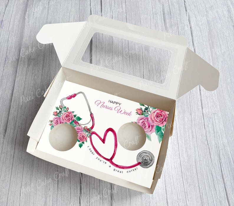 Nurses Week Stethoscope Cupcake Insert, Appreciation Gift Box, 2 ...