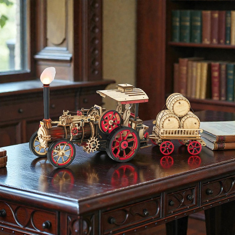 DIY Steam Locomotive 3D Wooden Puzzle | Mechanical Train Model Kit ...