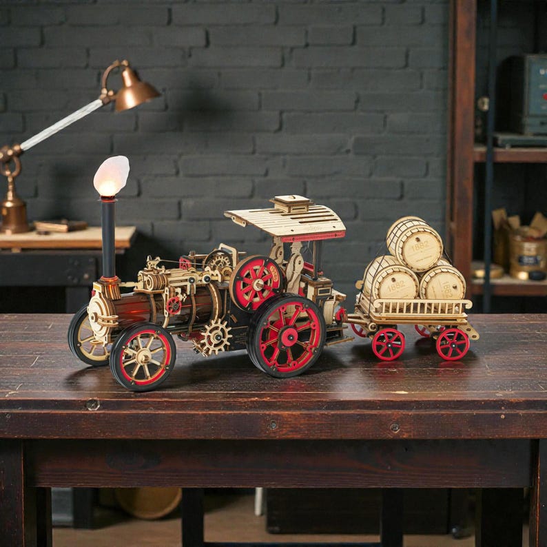DIY Steam Locomotive 3D Wooden Puzzle | Mechanical Train Model Kit ...