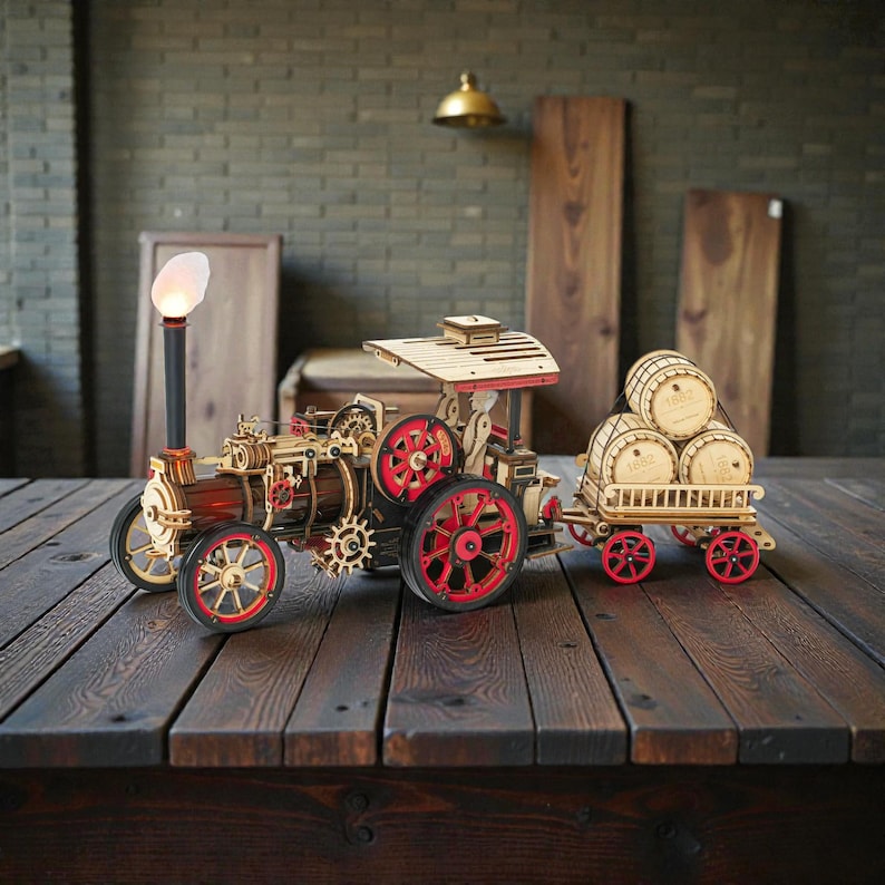 DIY Steam Locomotive 3D Wooden Puzzle | Mechanical Train Model Kit ...