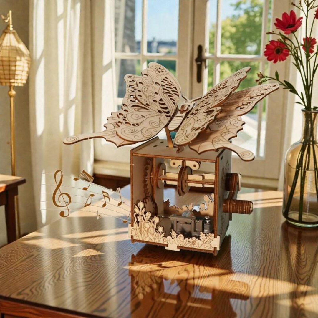 3D Wooden Butterfly Music Box Puzzle | Handmade DIY Model | Sunshine ...