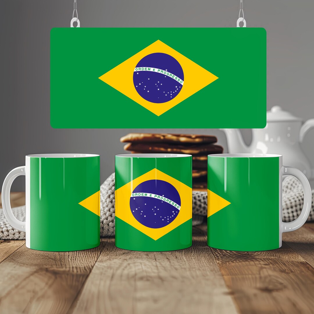 Flag of Brazil Mug Ceramic Patriotic Coffee & Tea Cup, Glossy Print - Etsy