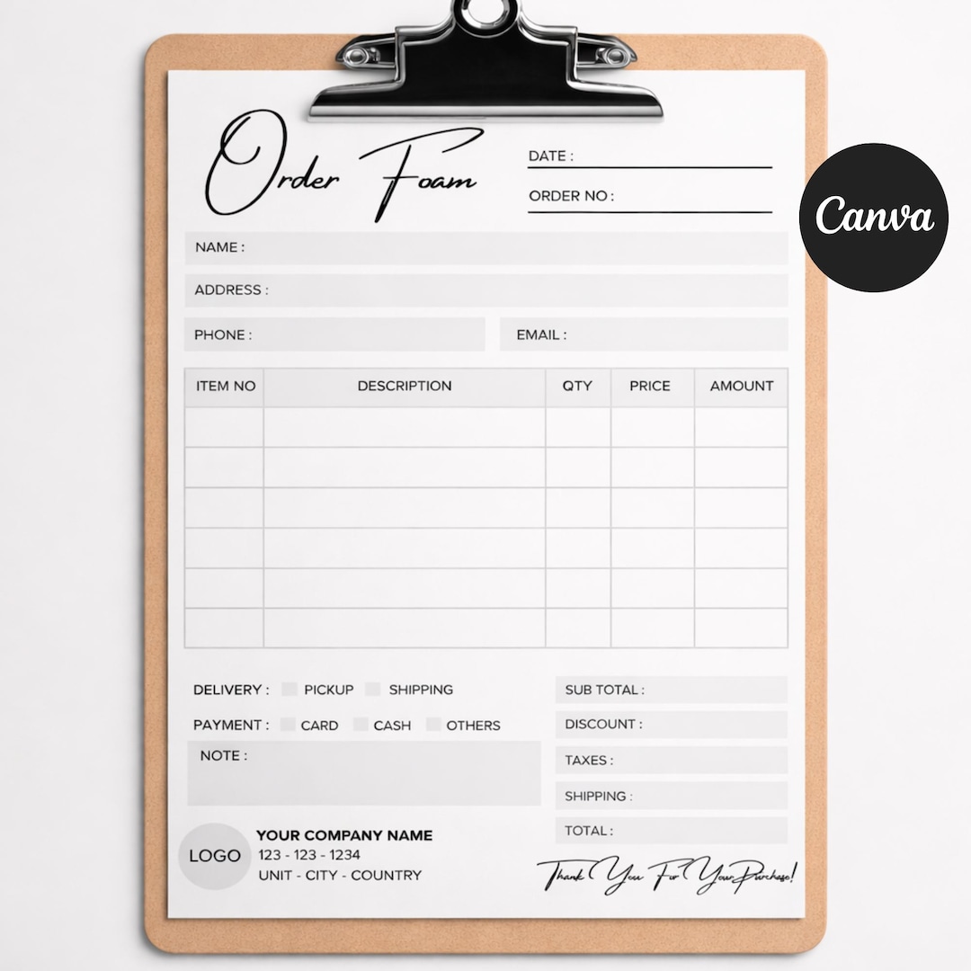 Order Form Editable Canva Template | Craft Order Form Template ...