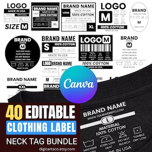 40 Editable Clothing Neck Tag Bundle. Hoodie, T Shirt, Sweatshirt ...