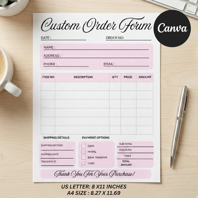 Editable Craft Order Form Template | Canva, Small Business (digital ...