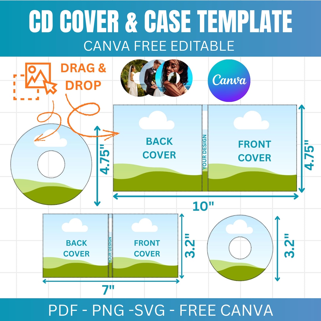 CD Cover & Case Template. Custom CD Case Canva Editable. Jewel Case ...