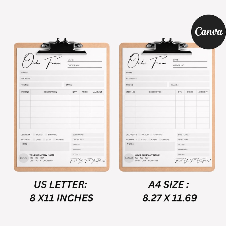 Order Form Editable Canva Template | Craft Order Form Template ...