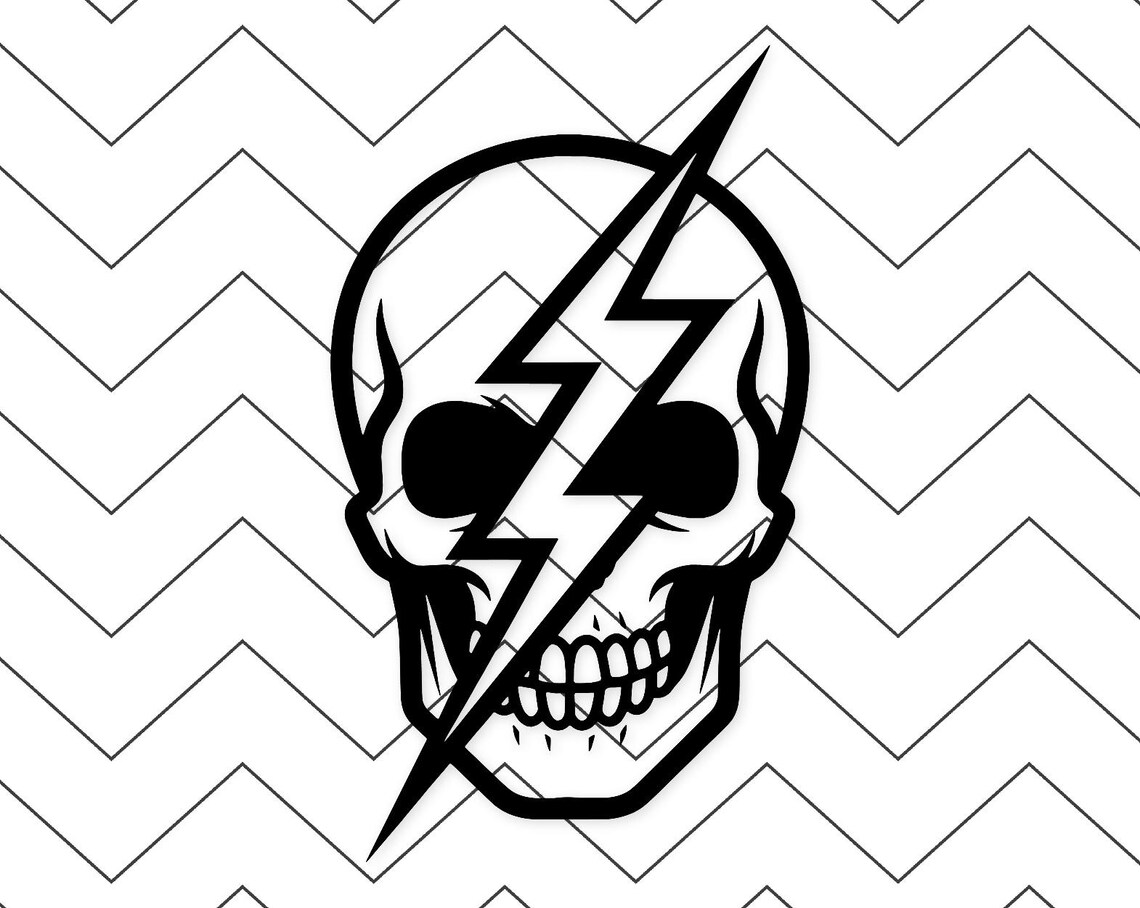 Skull and Lightning Bolt Svg: Bold Design for T-shirts and Decals - Etsy