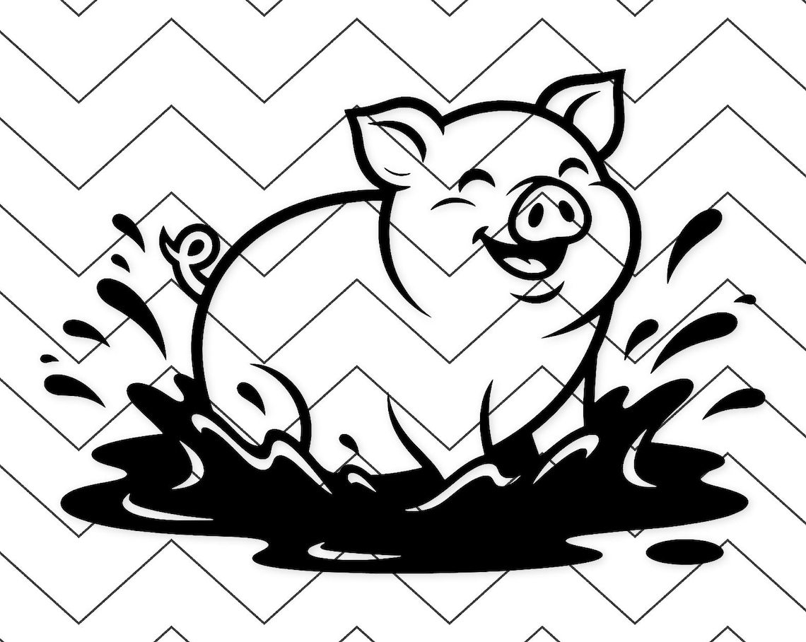 Pig Splashing Svg: Bold Cut File for Diy Projects - Etsy