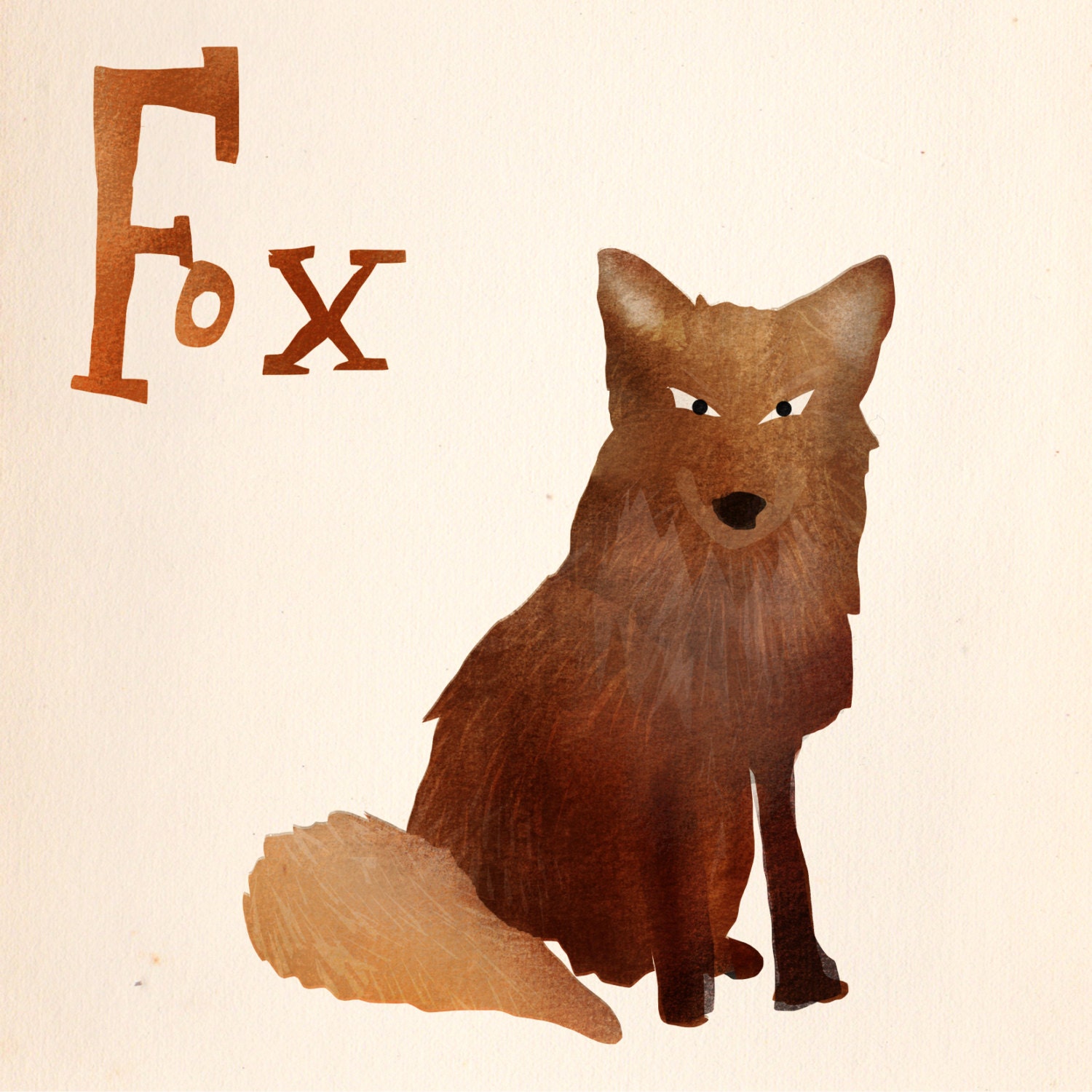 Animal Alphabet Illustrated Fox Nursery Wall Art Giclée Print | Etsy