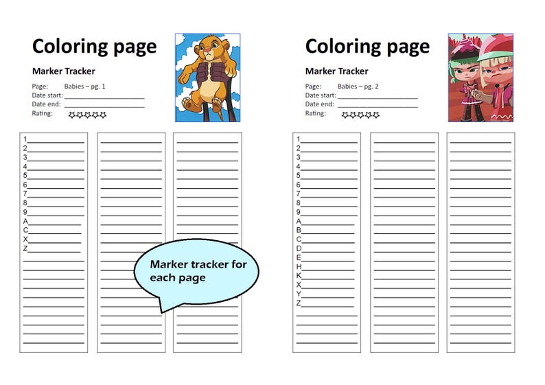 BABIES - Coloring Page Tracker - Coloring Page Tracker Template ...