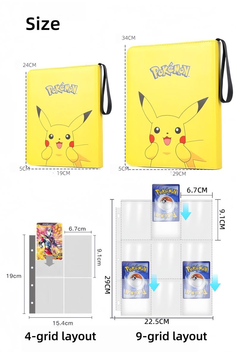 Trading Card Binder Pokemon Style Album, 240 480 Pocket Card Holder ...