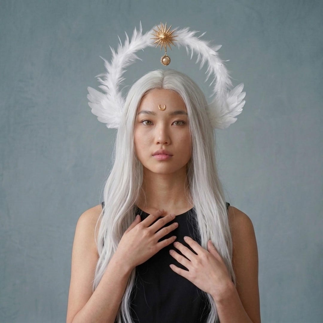 White Feather Headpiece Headband, Gothic Feather Crown With Gold ...