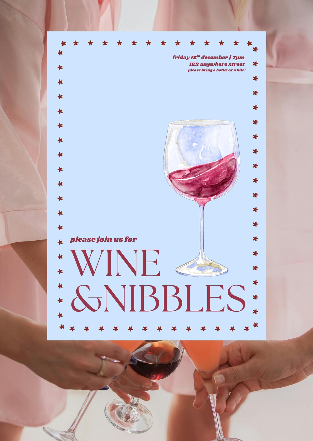 Wine and Nibbles Cheese Evening Digital Invitation, You're Invited ...