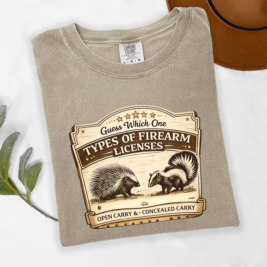 Funny Firearm Licenses Shirt, Porcupine Skunk Open Concealed Carry Tee ...