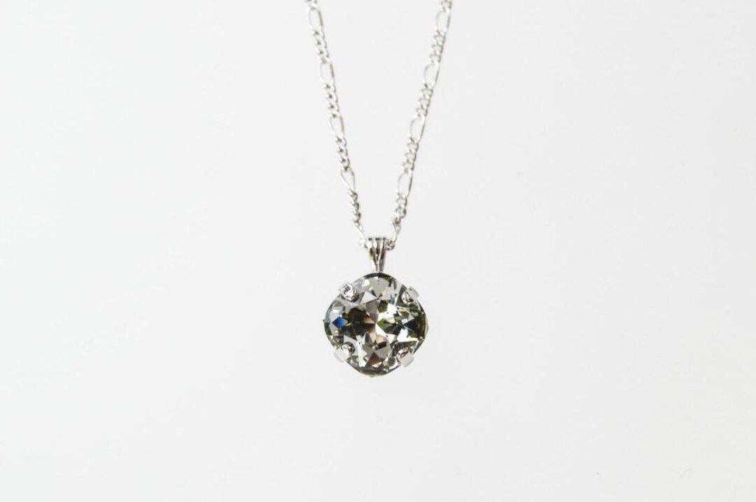 Katora | Black Diamond Cushion Cut Necklace - Etsy