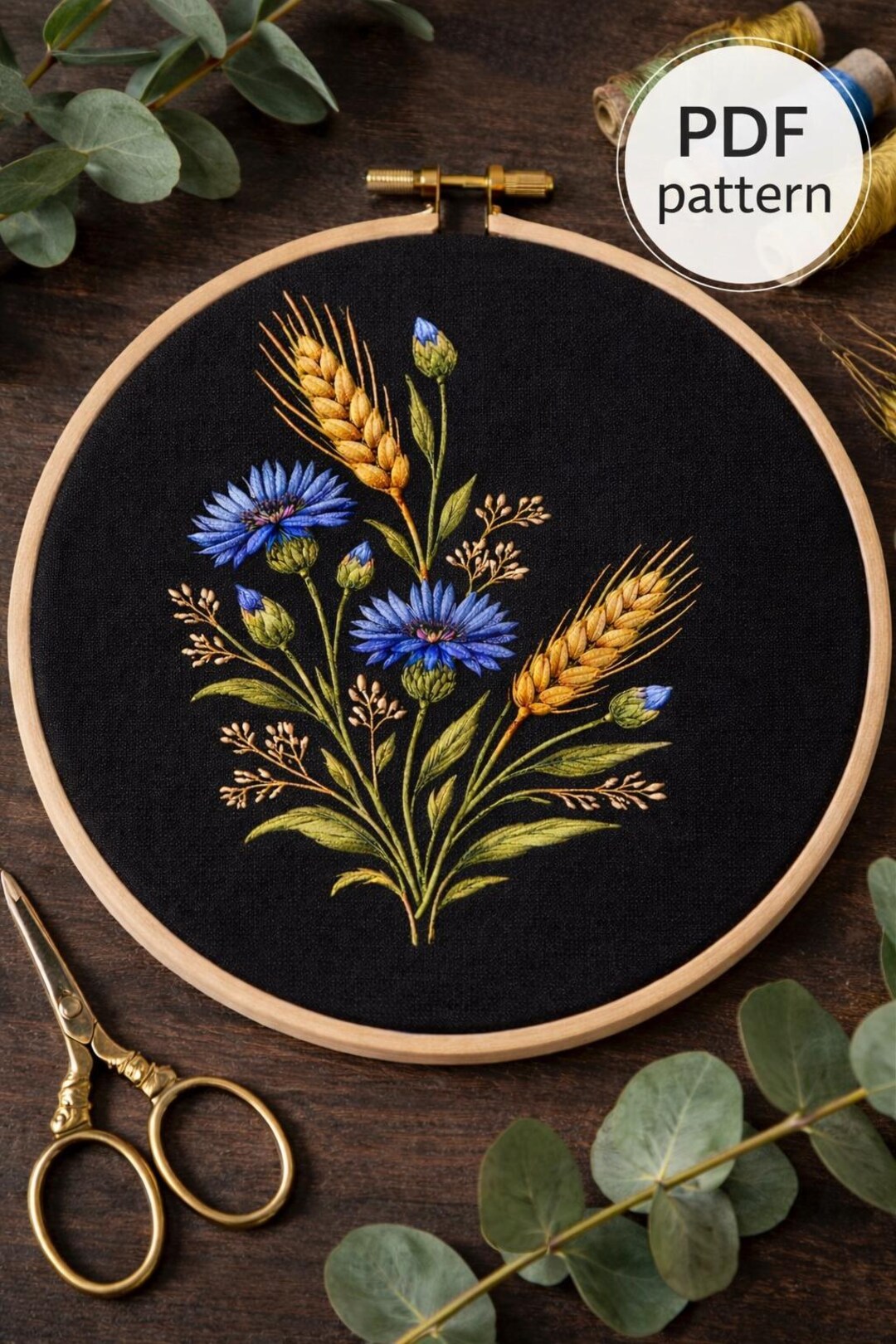 Cornflower Embroidery Pattern – Floral Line Art, Muhu Inspired (PDF ...