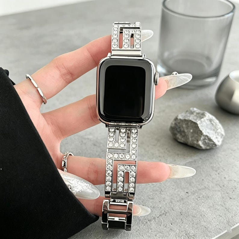 Pearl Oil Metal Apple Watch Band, Luxury Glossy Watch Strap, Elegant ...