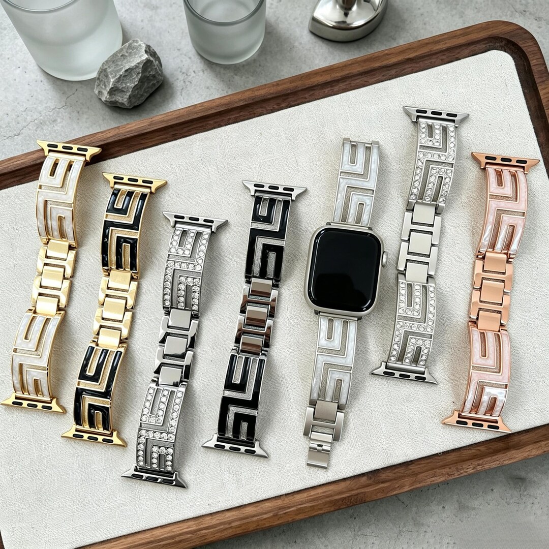 Pearl Oil Metal Apple Watch Band, Luxury Glossy Watch Strap, Elegant ...