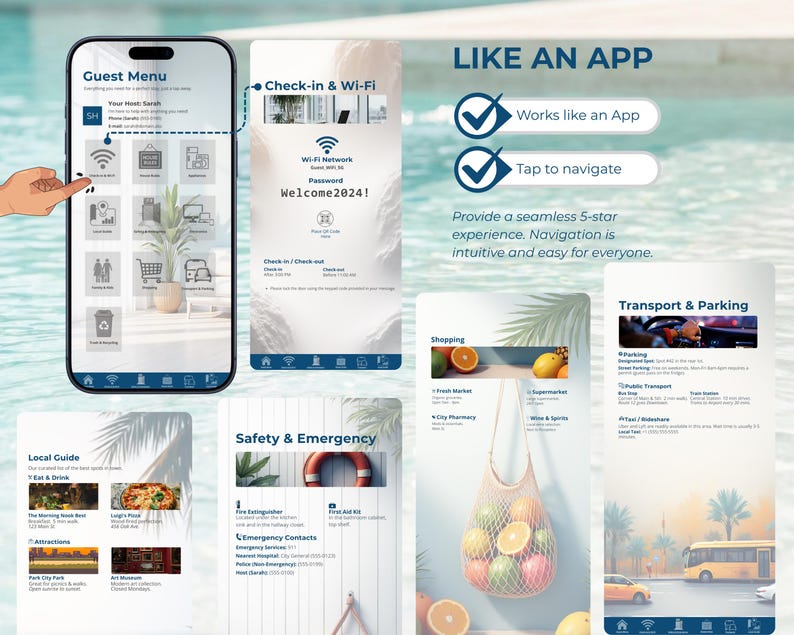 Coastal Mobile Guest Guide for Airbnb | Smartphone Welcome Book ...