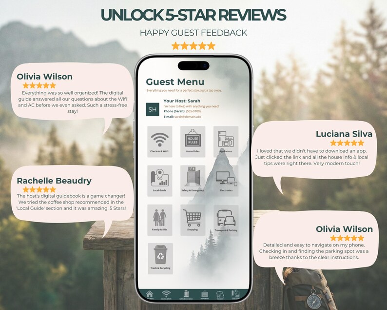 Rustic Mobile Guest Guide for Airbnb | Smartphone Welcome Book ...