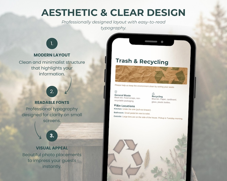 Rustic Mobile Guest Guide | Airbnb Welcome Book App Style | Digital House Manual for Smartphone ...