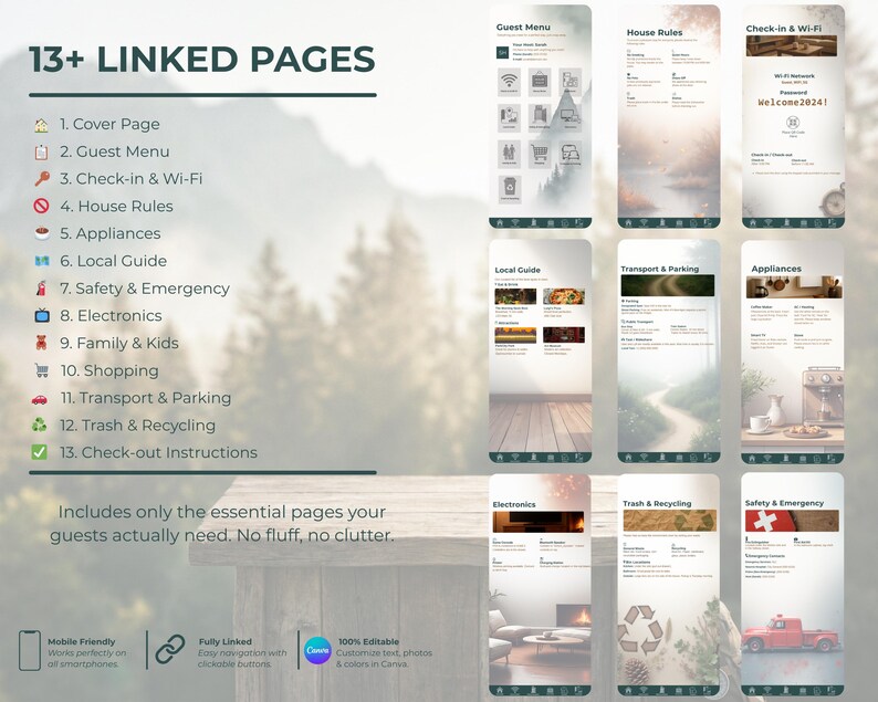 Rustic Mobile Guest Guide | Airbnb Welcome Book App Style | Digital House Manual for Smartphone ...