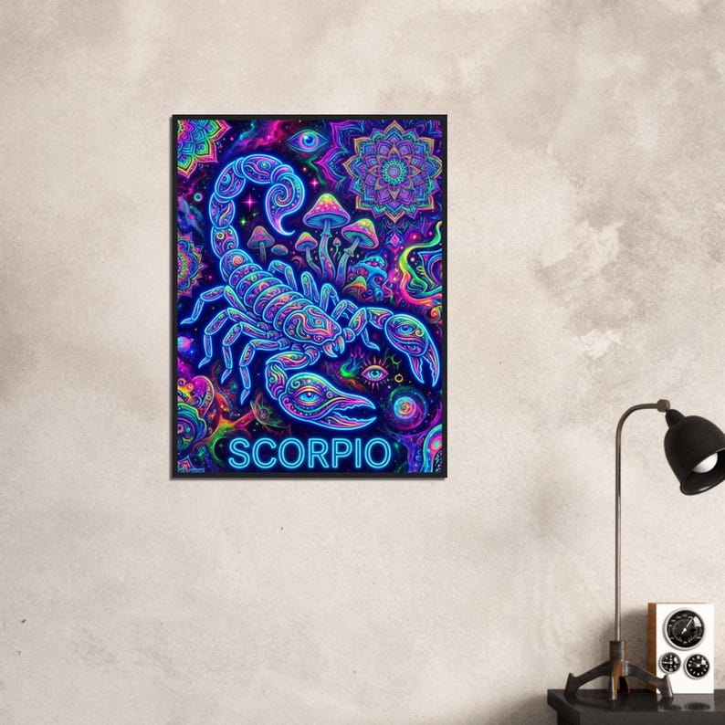 Scorpio Poster Wall Art Zodiac Astrology Print Psychedelic Retro ...
