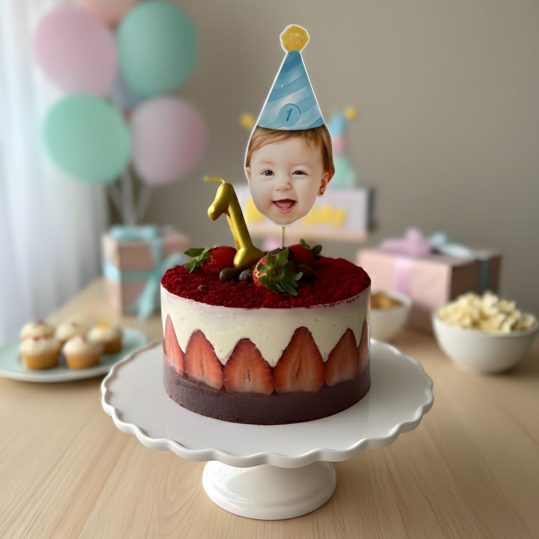 Personalized Photo Cake Topper, Custom Birthday Decoration - Etsy