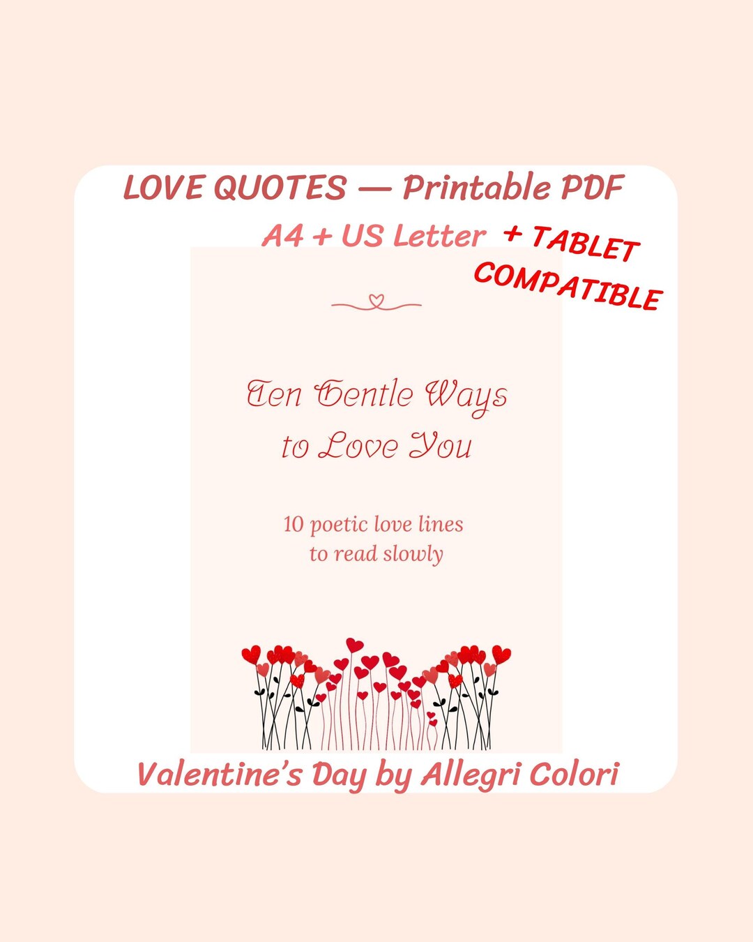 Valentine's Day Love Poems Printable PDF | A4 + US Letter + Tablet ...