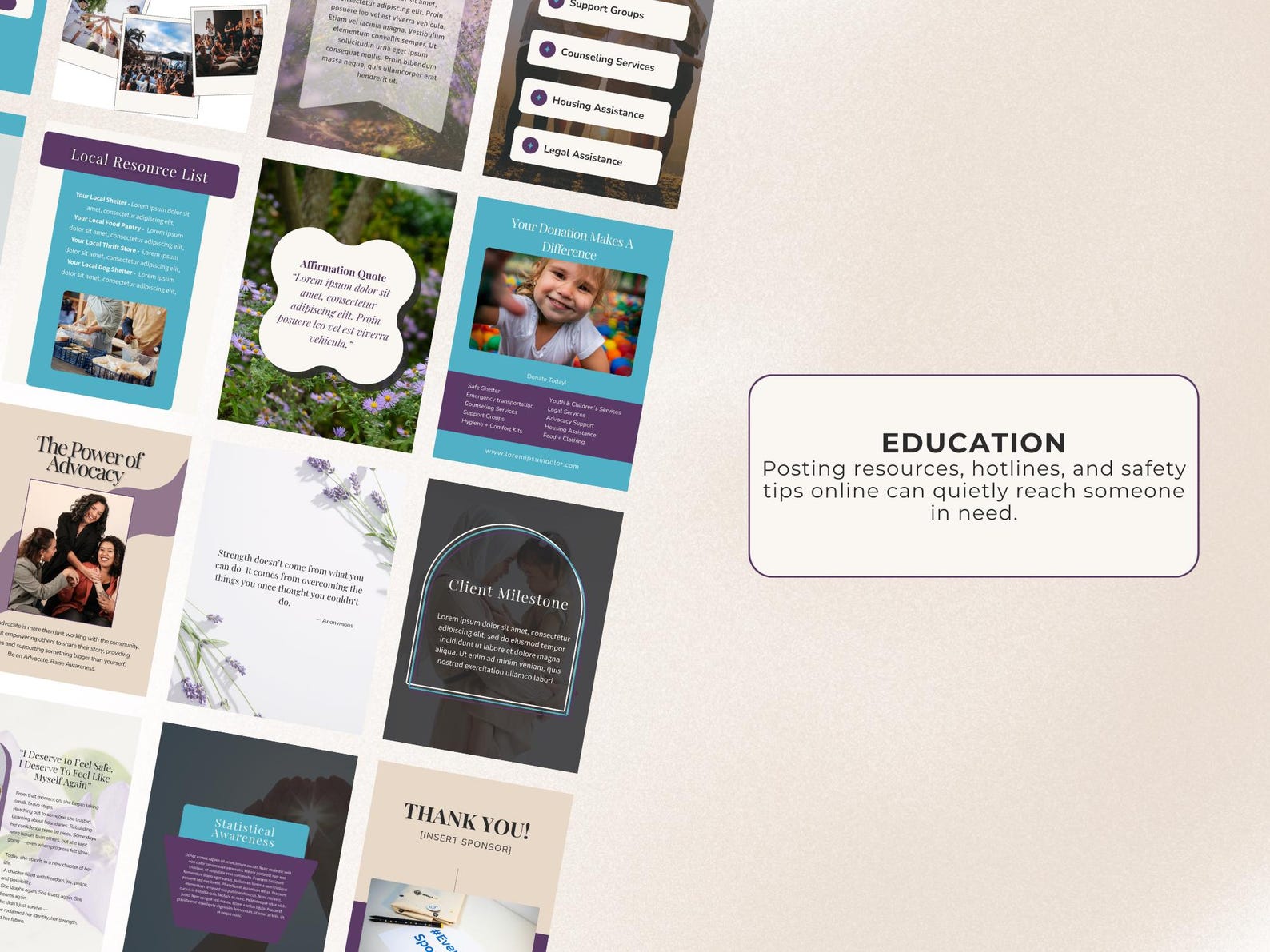 Non-profit Instagram Template, Social Media Graphics, Editable Canva ...