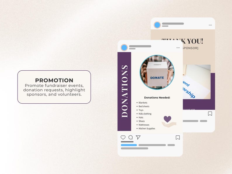 Non-profit Instagram Template, Social Media Graphics, Editable Canva ...