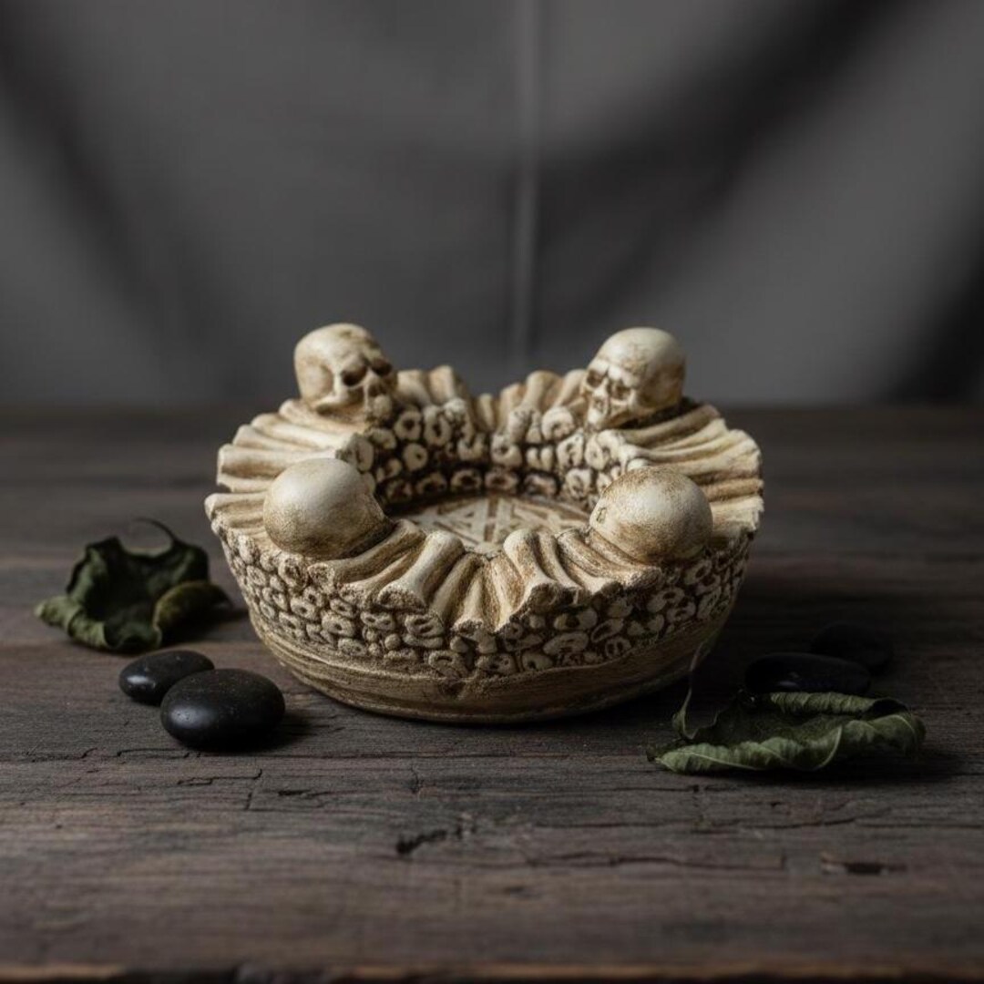 Gothic Bowl and Ashtray, Skull and Bone Decorative Dish, Macabre ...