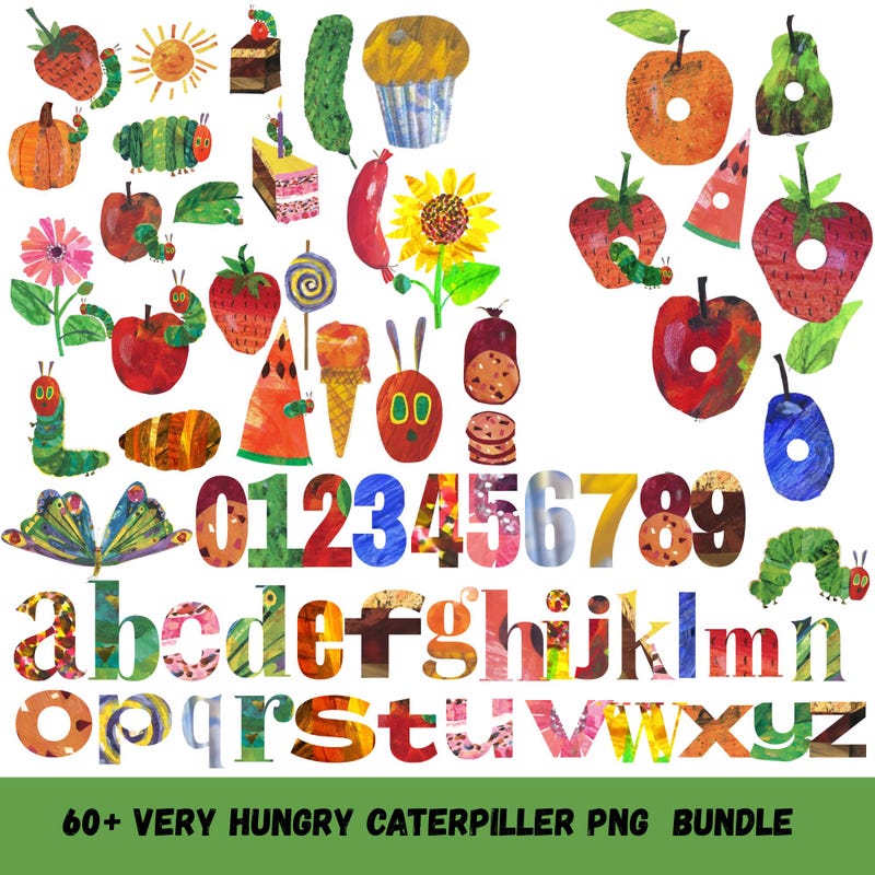 Hungry Caterpillar Alphabet Fonts - Etsy