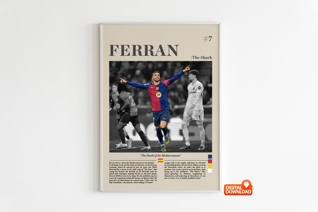 Ferrán Torres Poster, Soccer Star Art Print (digital Download A3 300 ...
