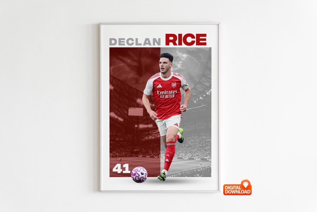 Declan Rice Soccer Poster, Football Fan Gift (digital Download A3 300 ...