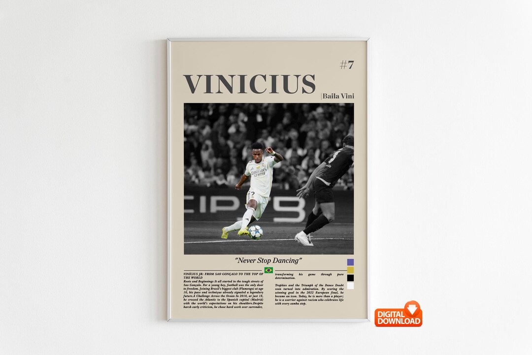 Vinicius Junior Poster, Soccer Star Art Print (digital Download A3 300 ...
